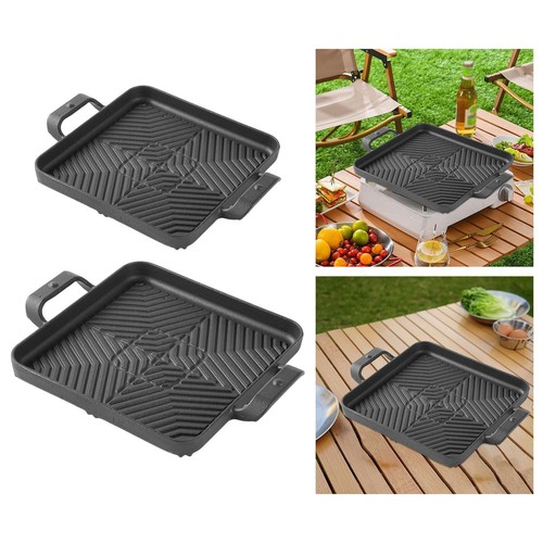 Grill Pan Cast Iron Cookware Grilling Pan for Camping Picnic Indoor ...