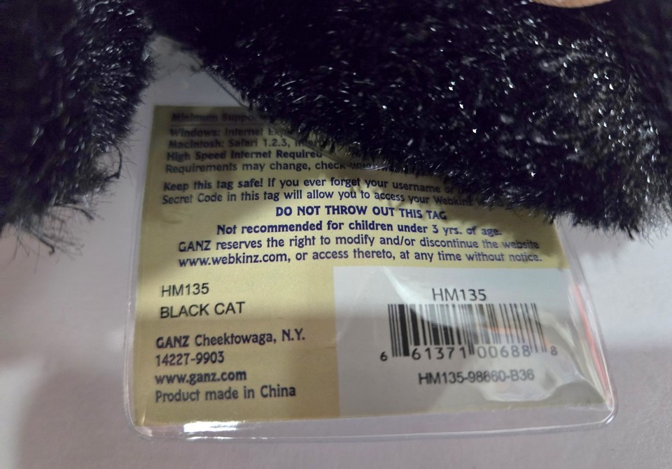 Webkinz Black Cat Plush HM135 Kitten Ganz SEALED CODE Stuffed Animal ...