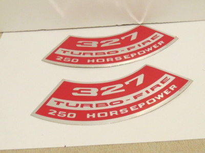 LOT 2 CHEVROLET 327 TURBO-FIRE 250 horsepower AIR CLEANER TOP LID DECAL ...