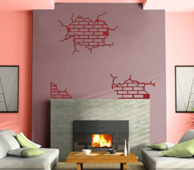 Brick Wall Crack Fracture Upban Decor Mural Wall Art Decor Vinyl ...