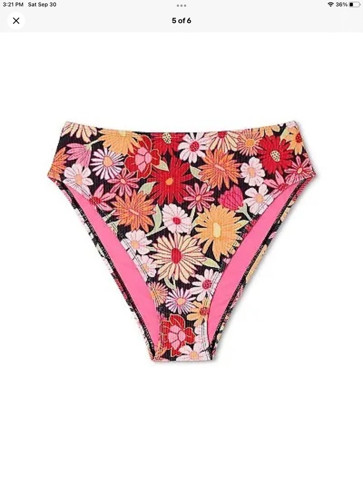 Women's Ribbed High Waist High Leg Cheeky Bikini Bottom Wild Fable ...