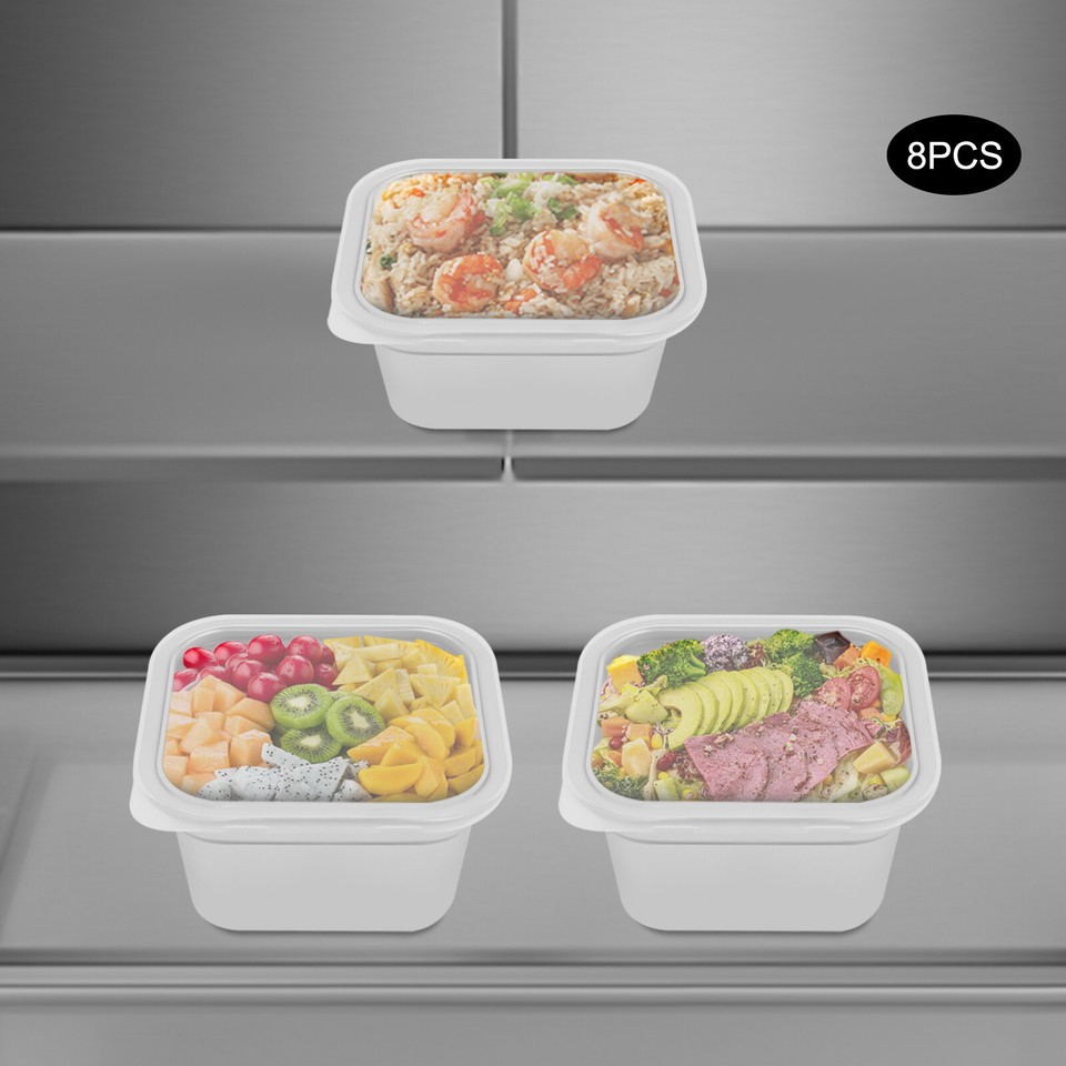 8 Pack Stainless Steel, PP Pans with Lids Hotel Food Prep Pan Silver ...