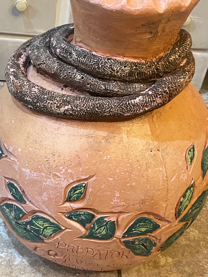 Vintage Large Native American Pottery Snake Pot Vase Signed Comanche 19 ...