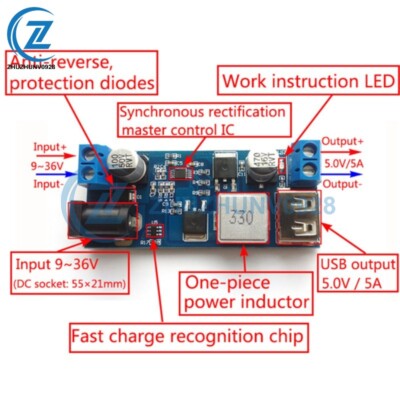 24V 12V To 5V 5A Power Module DC-DC Step-Down Power Supply Converter | eBay