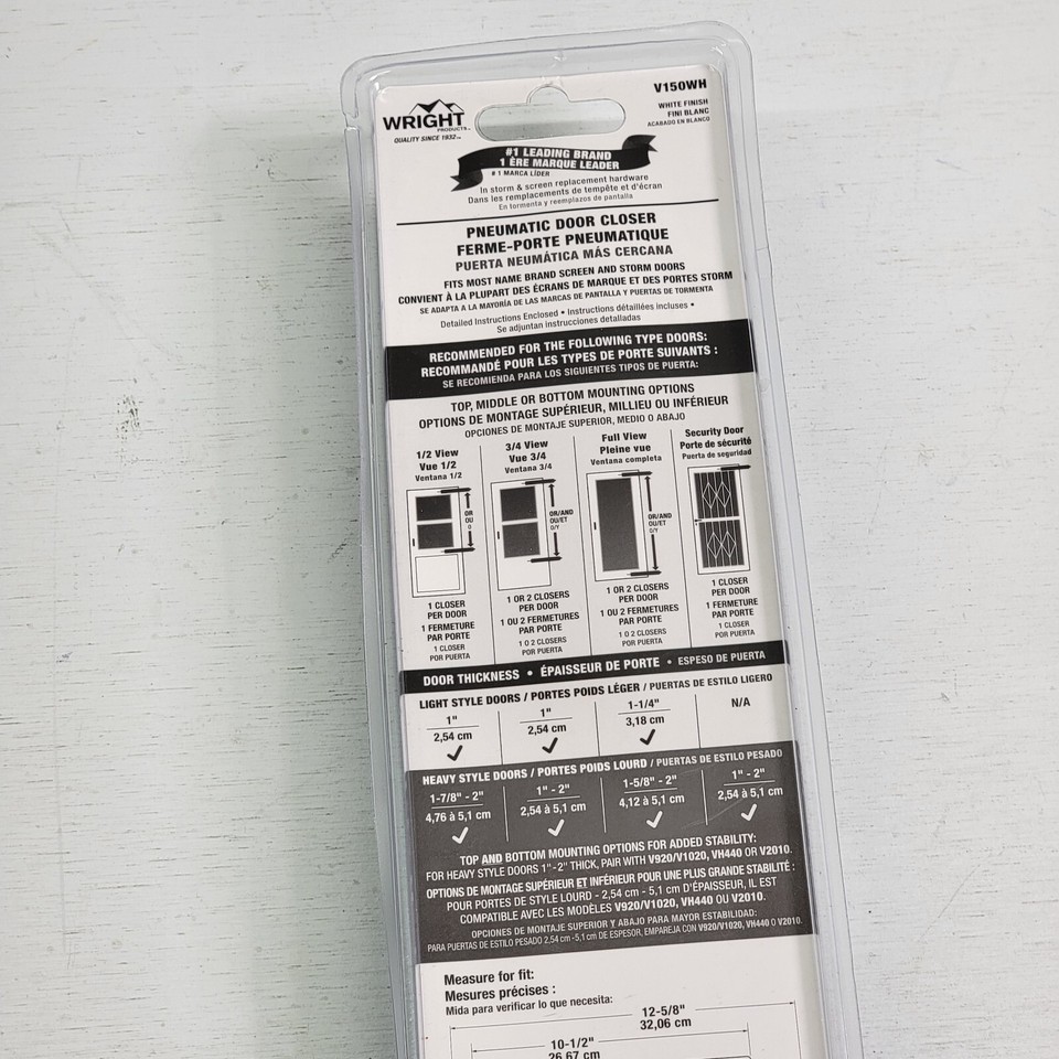 Wright Products V150WH Heavy Duty Pneumatic Storm & Screen Door Closer ...