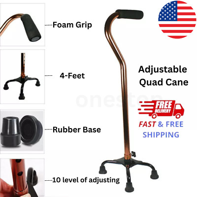 Walking Quad Canes –Adjustable Height & 4 Slip-Resistant Feet for ...