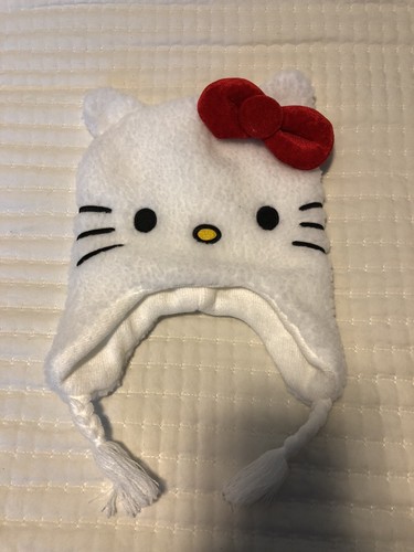 Hello Kitty Fleece Flap Beanie Bomber Cap with Tassels and Bow Winter ...