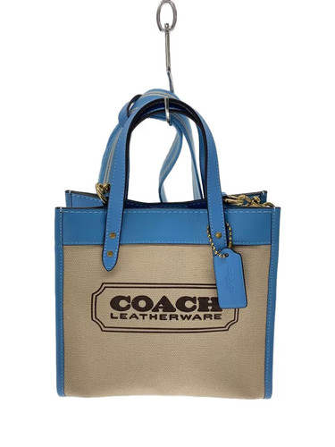 COACH Shoulder Bag Canvas BEG CH740 Field Tote Handbag BLU | eBay