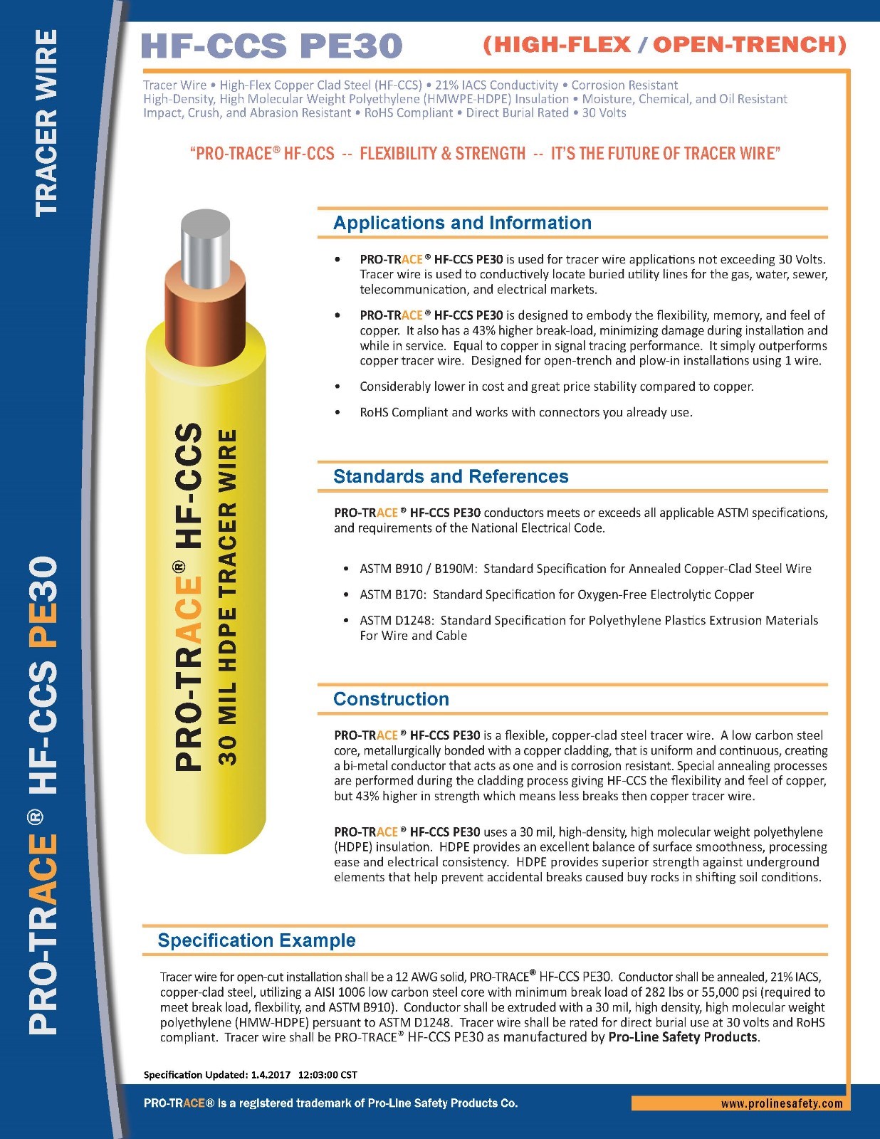 Pro Trace HF-CCS PE30 10awg High Flex Open Trench CCS Tracer Wire Green ...