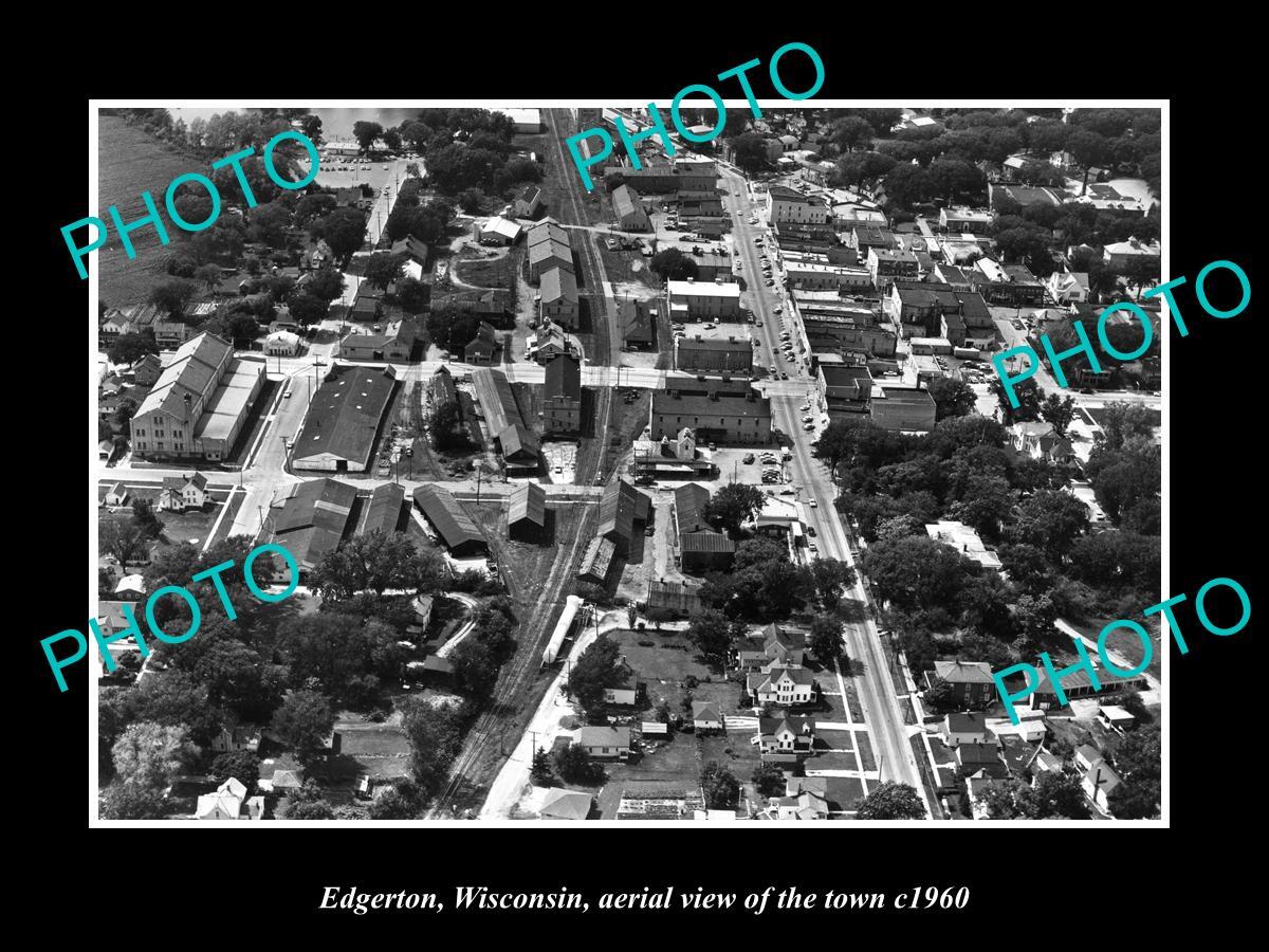 OLD LARGE HISTORIC PHOTO EDGERTON WISCONSIN AERIAL VIEW OF THE TOWN ...