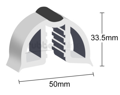 50mm Gunwale Rubber, PVC Gunnel Boat Edging, White with Black Strip ...