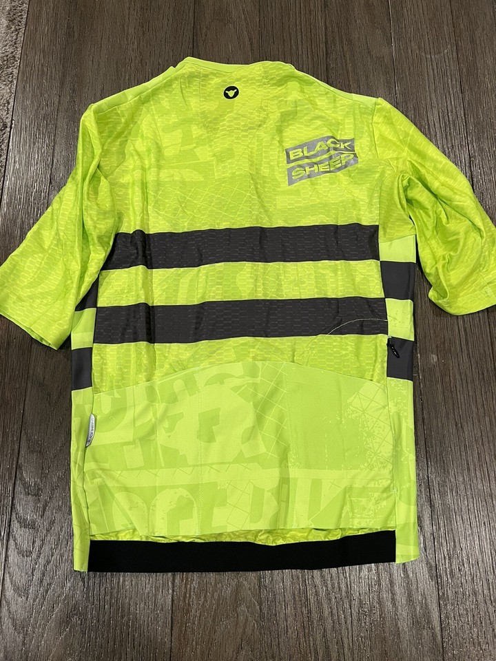 Mens Black Sheep Aero Tight Neon Green Cycling Racing Jersey XL New | eBay