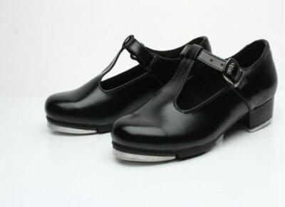 Women Casual Pump Black Jazz Step Buckle Dance Clogging Block Chunky ...