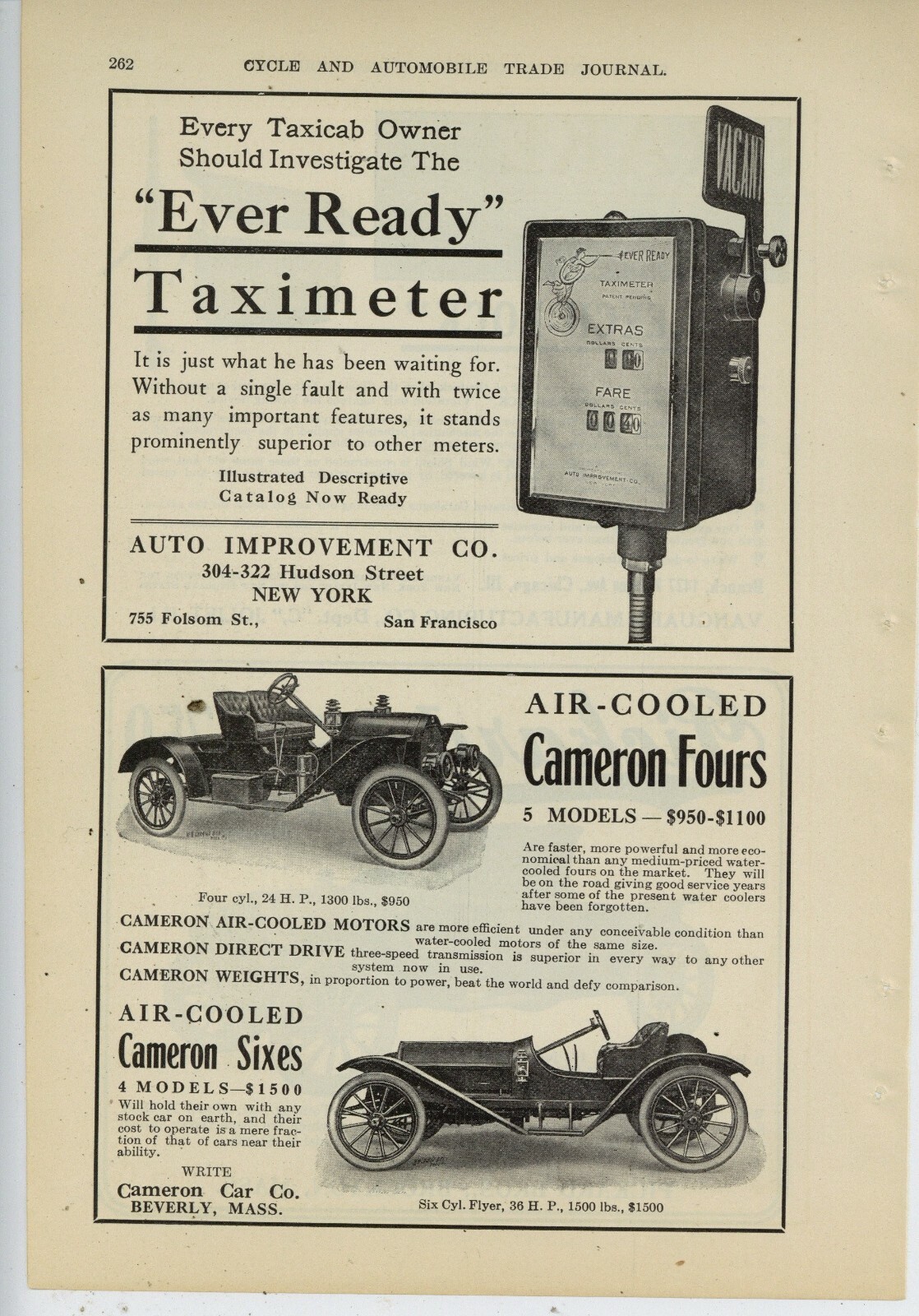1910 Cameron Car Co. Ad: Beverly, Massachusetts - REV is Pickard Car of ...