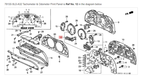 HONDA ACURA GENUINE OEM NSX Tachometer & Odometer Print Panel ☆ 78130 ...