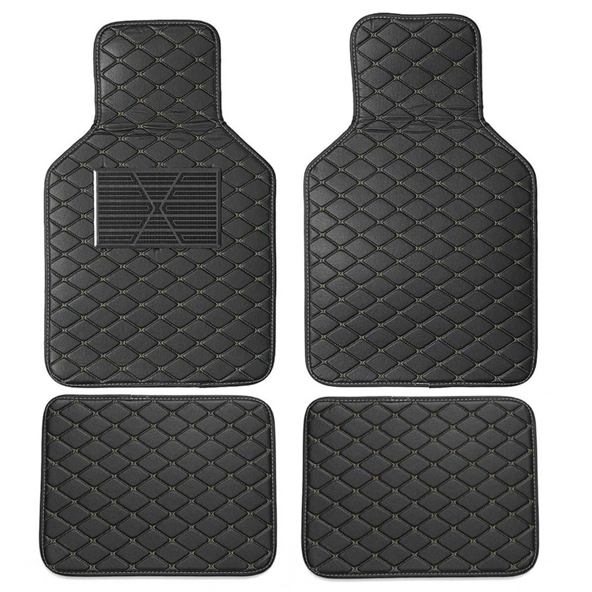 4Pcs Front Rear Carpets PU Leather Car Interior Floor Mat W/Antiskid ...