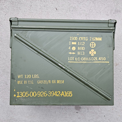 M548 20mm AMMO CAN USGI 1500 CRTG 7.62 METAL LARGE AMMO CAN EXCELLENT ...