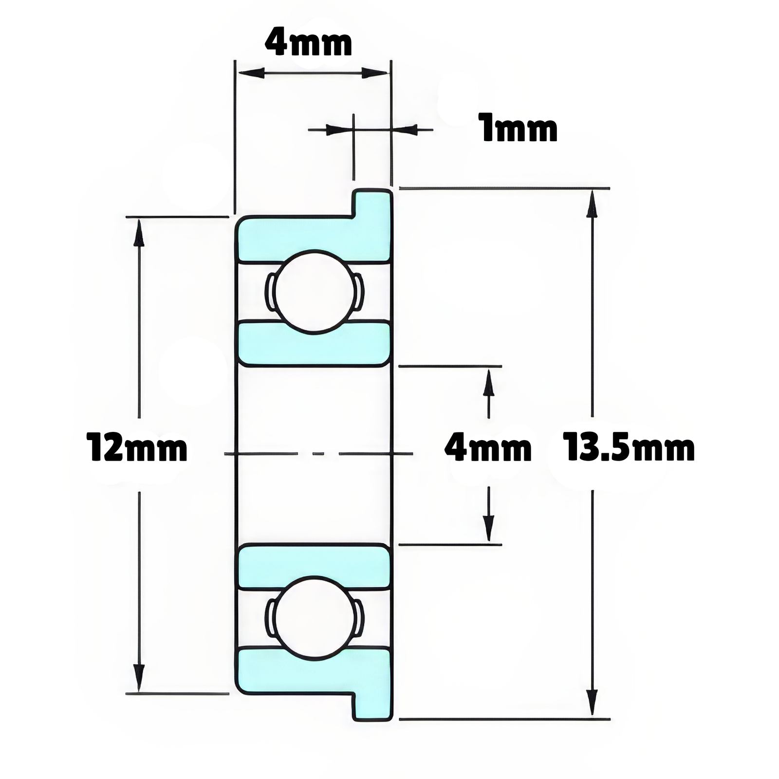 F604ZZ F604 Flange Ball Bearing Metal Shields Chrome Steel 4 x 12 x 4 ...