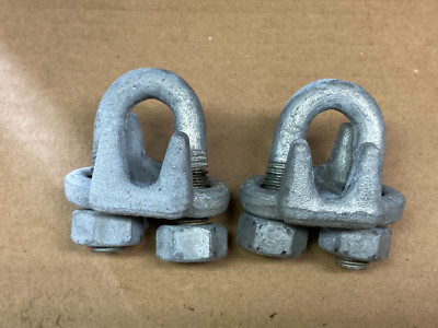 (2) Cable Clamps U-Bolts 3/8" Clamps Steel Aircraft Cable Wire Clip U ...