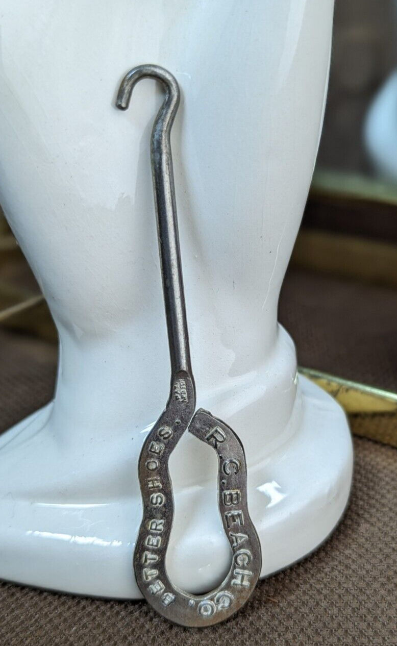 Vintage Advertising Metal Shoe Button Hook "R.C. Beach Co. Better Shoes ...