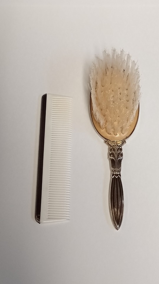 Beautiful Antique Sterling Silver Baby Brush & Comb Set Ornate Design ...