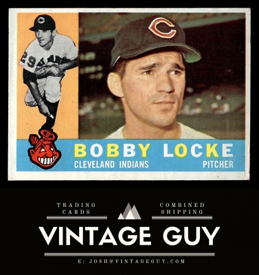 1960 Topps #44 Bobby Locke RC Vintage Cleveland Indians Baseball Card ...