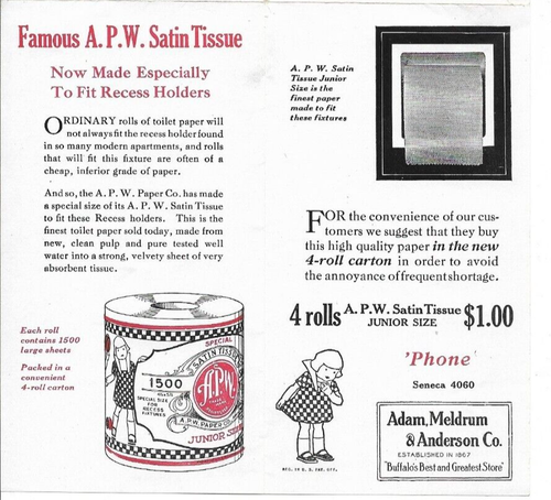 Antique Vintage 1920's A.P.W. Paper Co Satin Tissue Advertising Folder ...