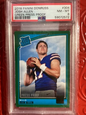 JOSH ALLEN 2018 Panini Donruss Rated Rookie (RC) #304 Press Proof Green ...