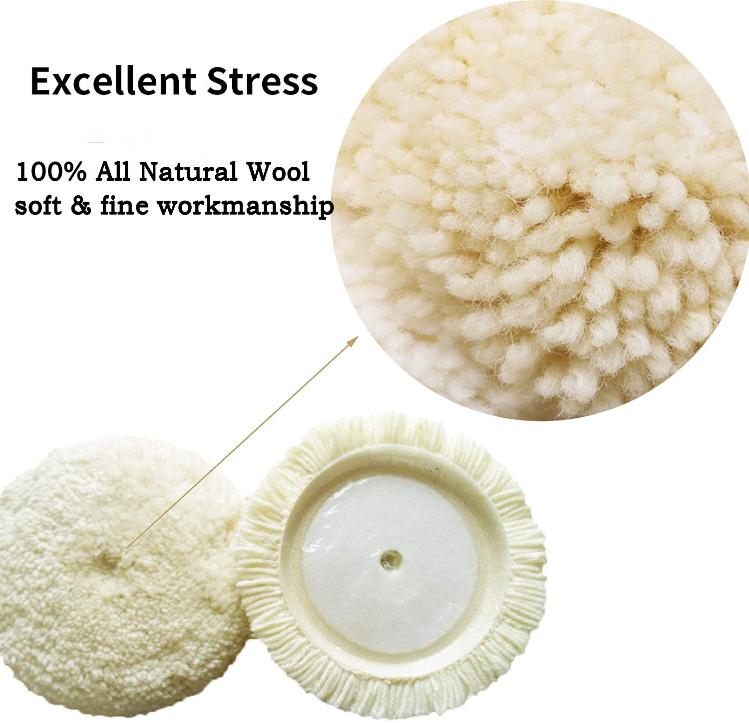 100% Natural Wool Polishing Buffing Pads 7inch Hook Buffing Pad 5X ...