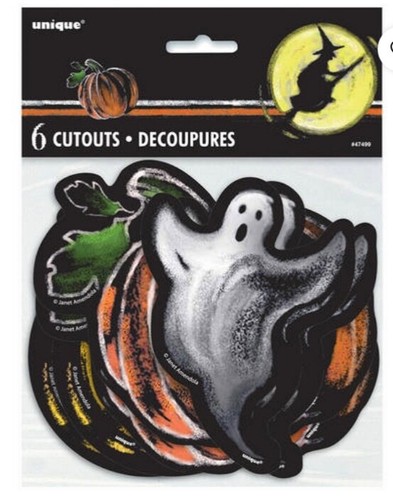 CUTOUTS HALLOWEEN Decorations Witch Pumpkin Ghost Paper 6 ct #47499 ...