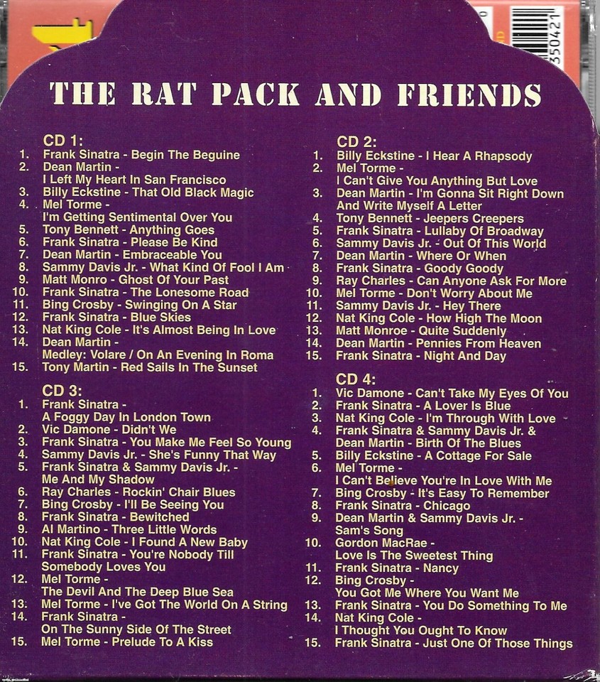 The Rat Pack & Friends Jukebox Hits 2001 4 CD Set CD W/ Free Shipping ...