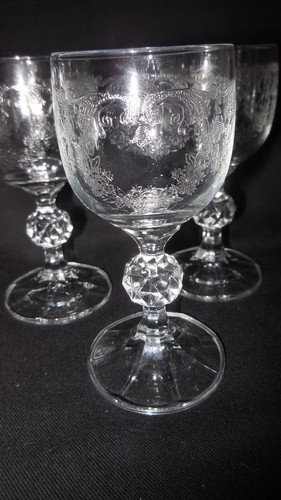 Import Assoc. "Cascade" (3) cordials Etched Pattern | eBay