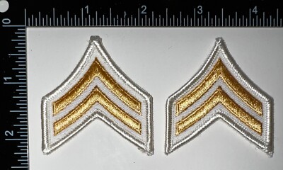 US Army FEMALE E-4 Corporal Stripes Chevrons PAIR UNUSED White Gold ...
