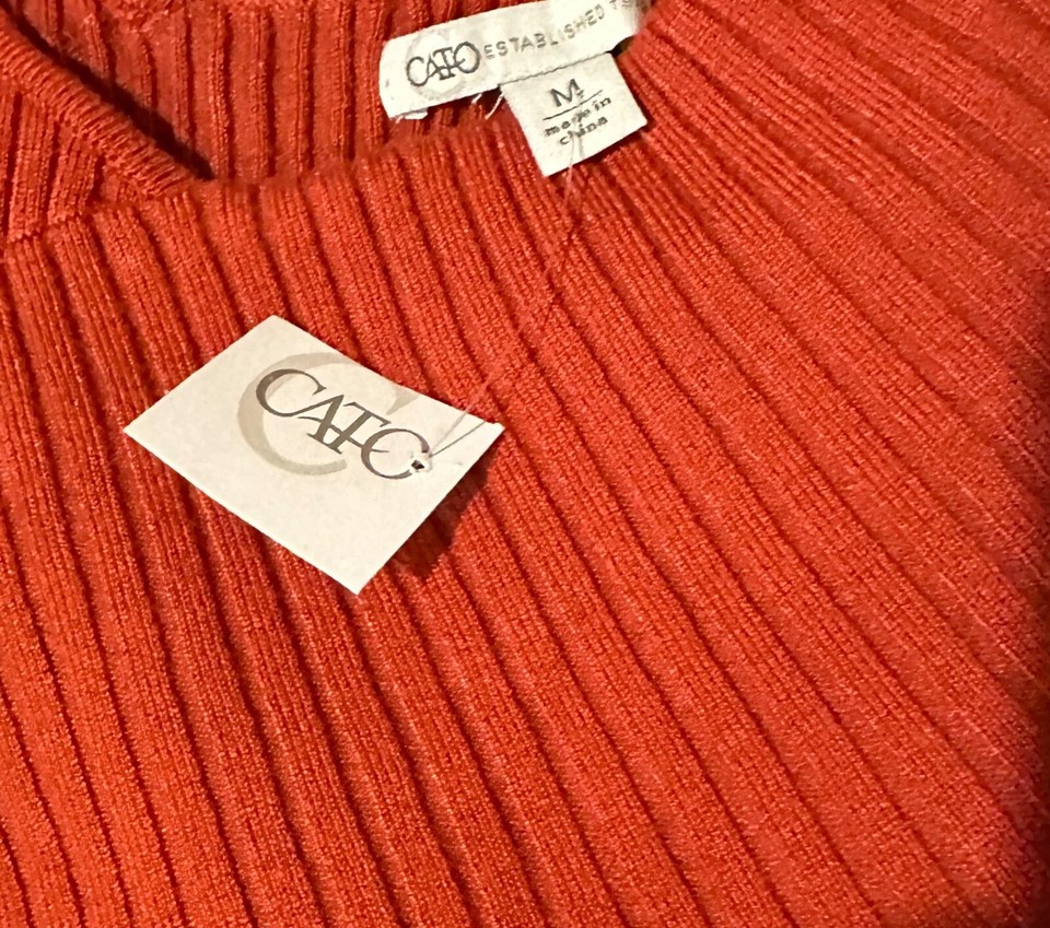 NWT Cato Orange Wrap Cowl Neck Knit Long Sleeve Pullover Sweater Women ...