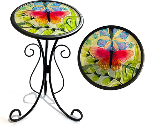 Small Round Metal Side Table Plant Stand for Garden Patio Porch Balcony ...