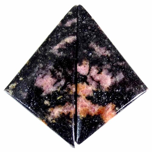 24.35Cts. 14X29X3mm 100% Naturel Rhodonite Triangle Cab Assortis Paire ...