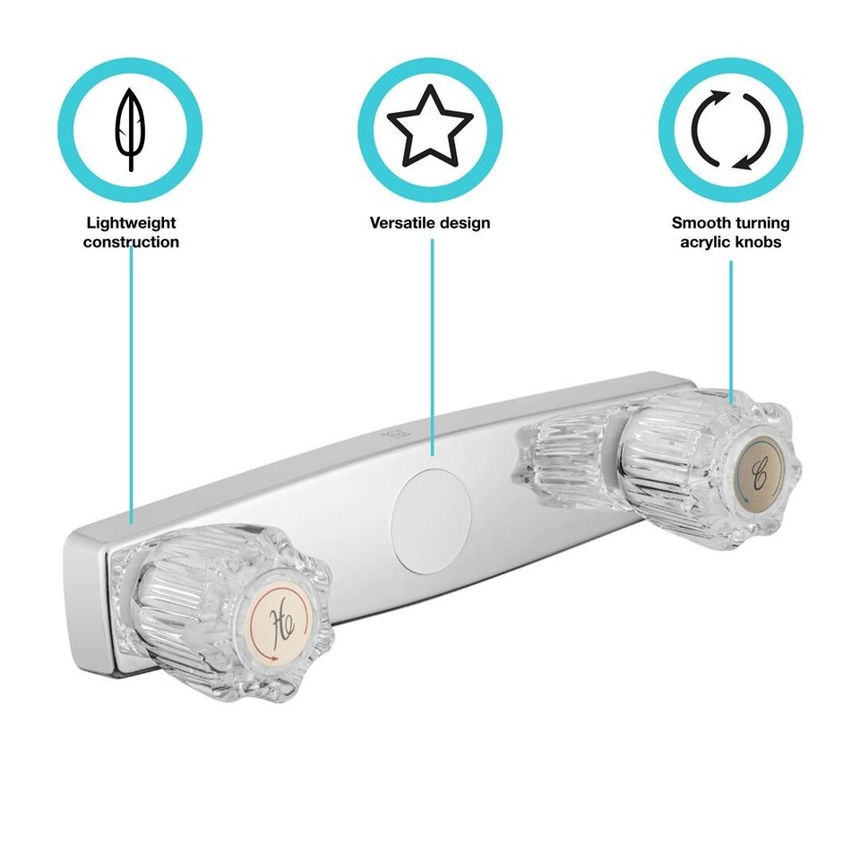 Dura Chrome Polished Shower Control Valve with Crystal Acrylic Knobs ...