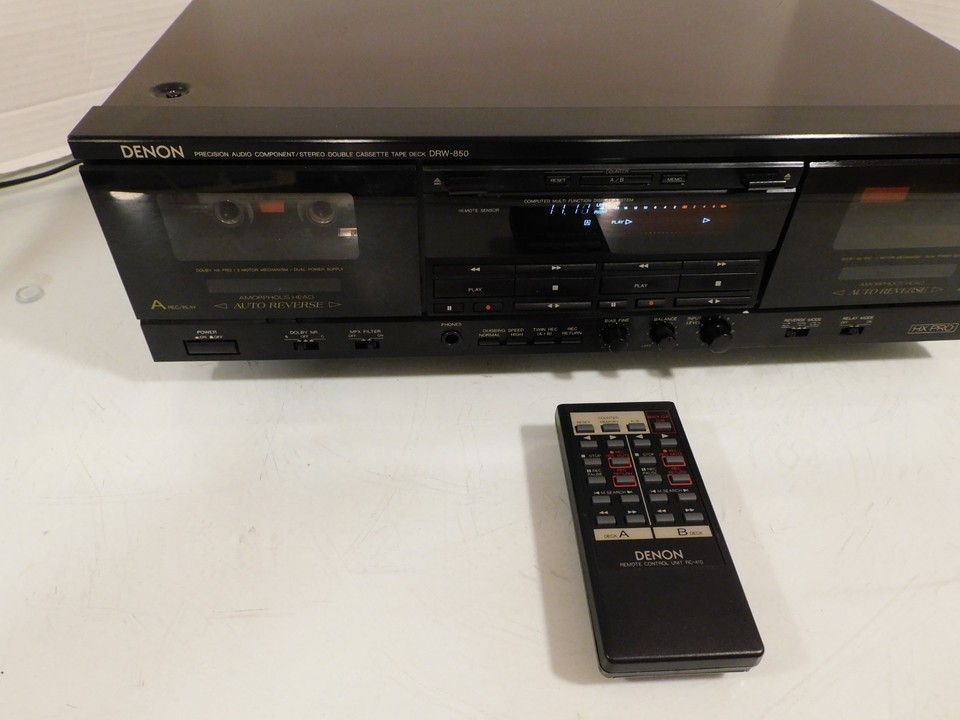 Denon DRW-850 HX PRO Auto Reverse Dual Cassette Deck w/ Remote Control ...