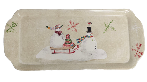 Snowmates Oneida 16” Rectangular Serving Tray Snowman Cream Debbie ...