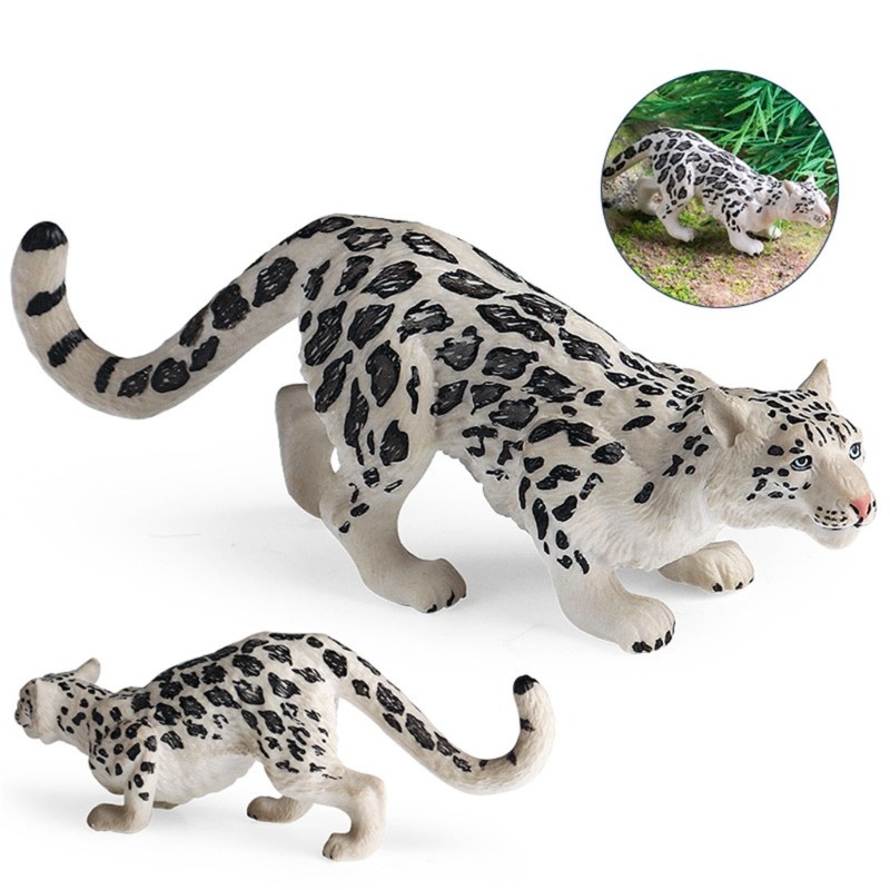 Realistic Snow Leopard Figure Creative Cheetah Toy Leopard Figurine ...