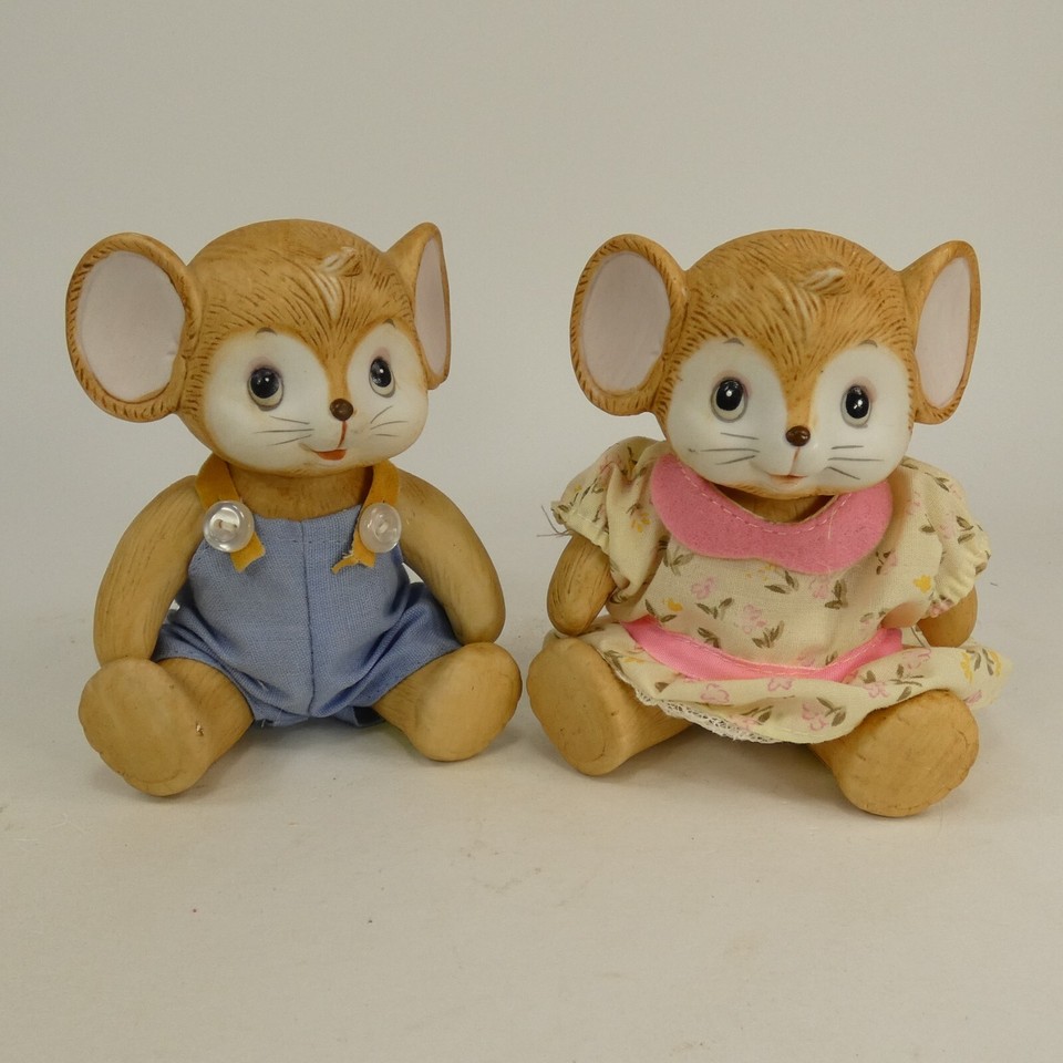 Homco Porcelain Mouse Set Jointed Arms Legs Easter Spring Decor ...