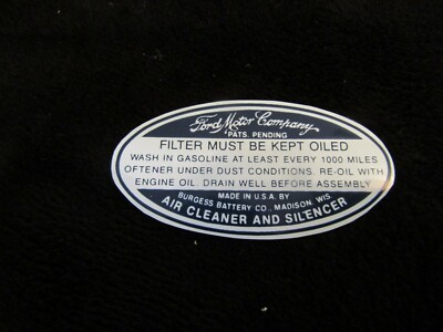 1934 1935 1936 FORD CAR AND TRUCK DRY STYLE AIR CLEANER BASE DECAL ...