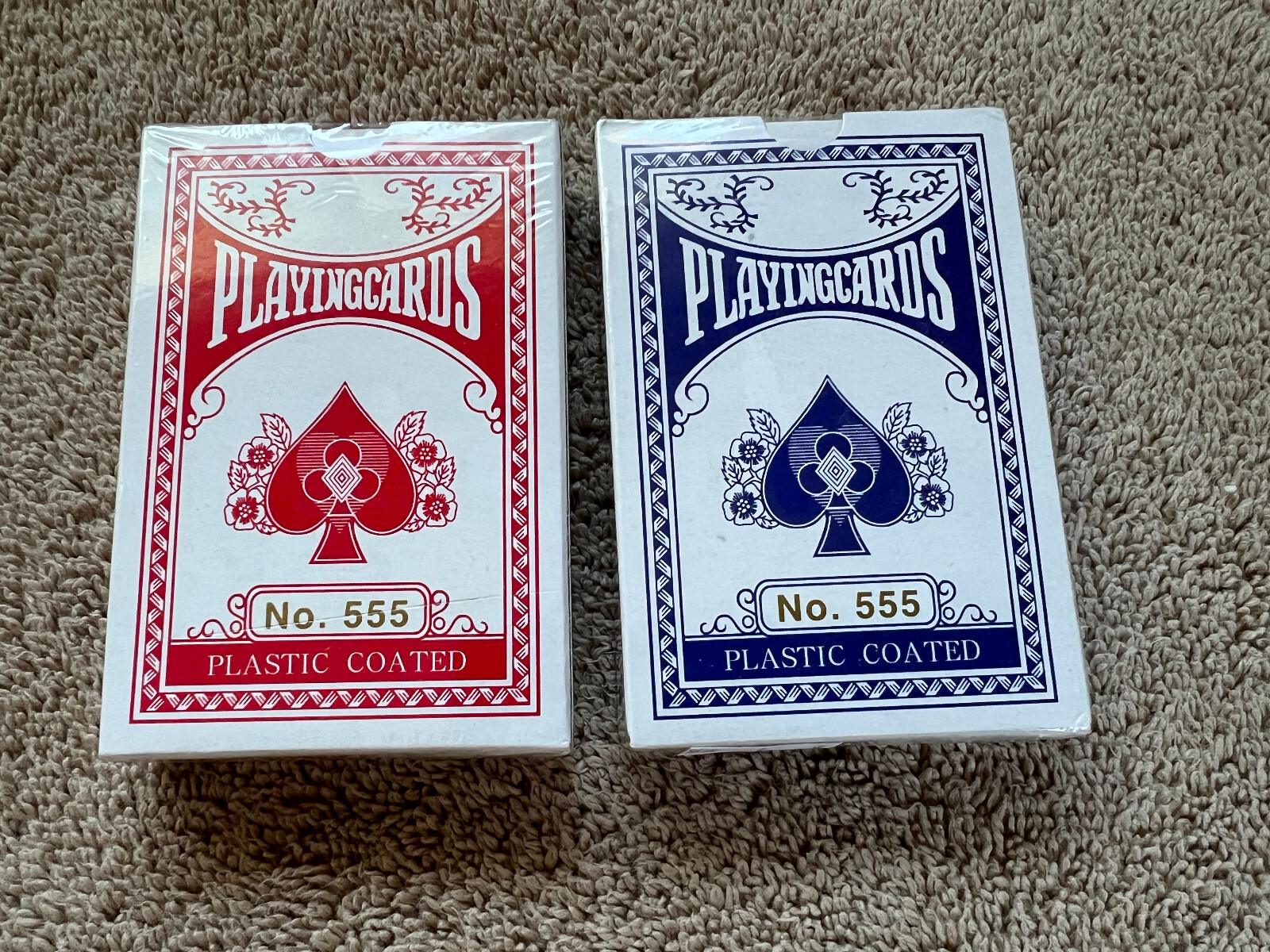 2 Vintage Blue & Red Playing Card No. 555 Plastic Coated New/Sealed | eBay