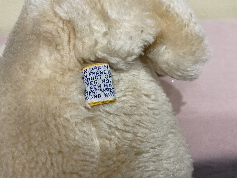 VTG. 1973 R DAKIN & CO., PLUSH CREME DROOPER PUPPY W/BROWN EARS, 10 IN ...