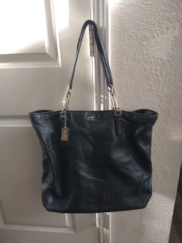 COACH Pebbled Madison Black Leather Tote/Shoulder Bag | eBay