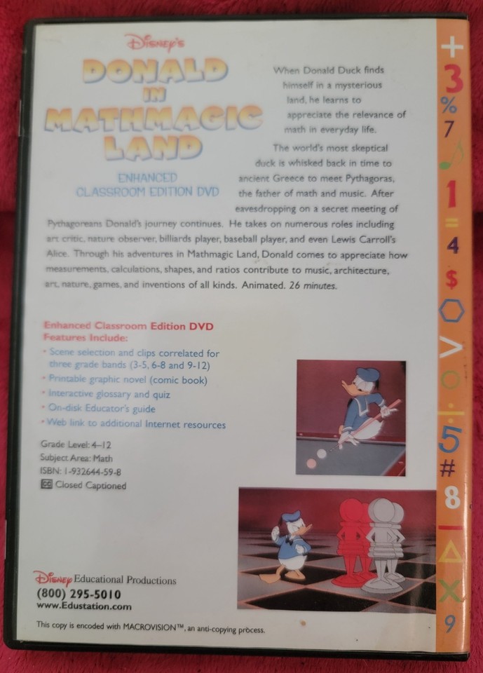 DONALD IN MATHMAGIC LAND DVD DISNEY CLASSIC Classroom Edition for ...