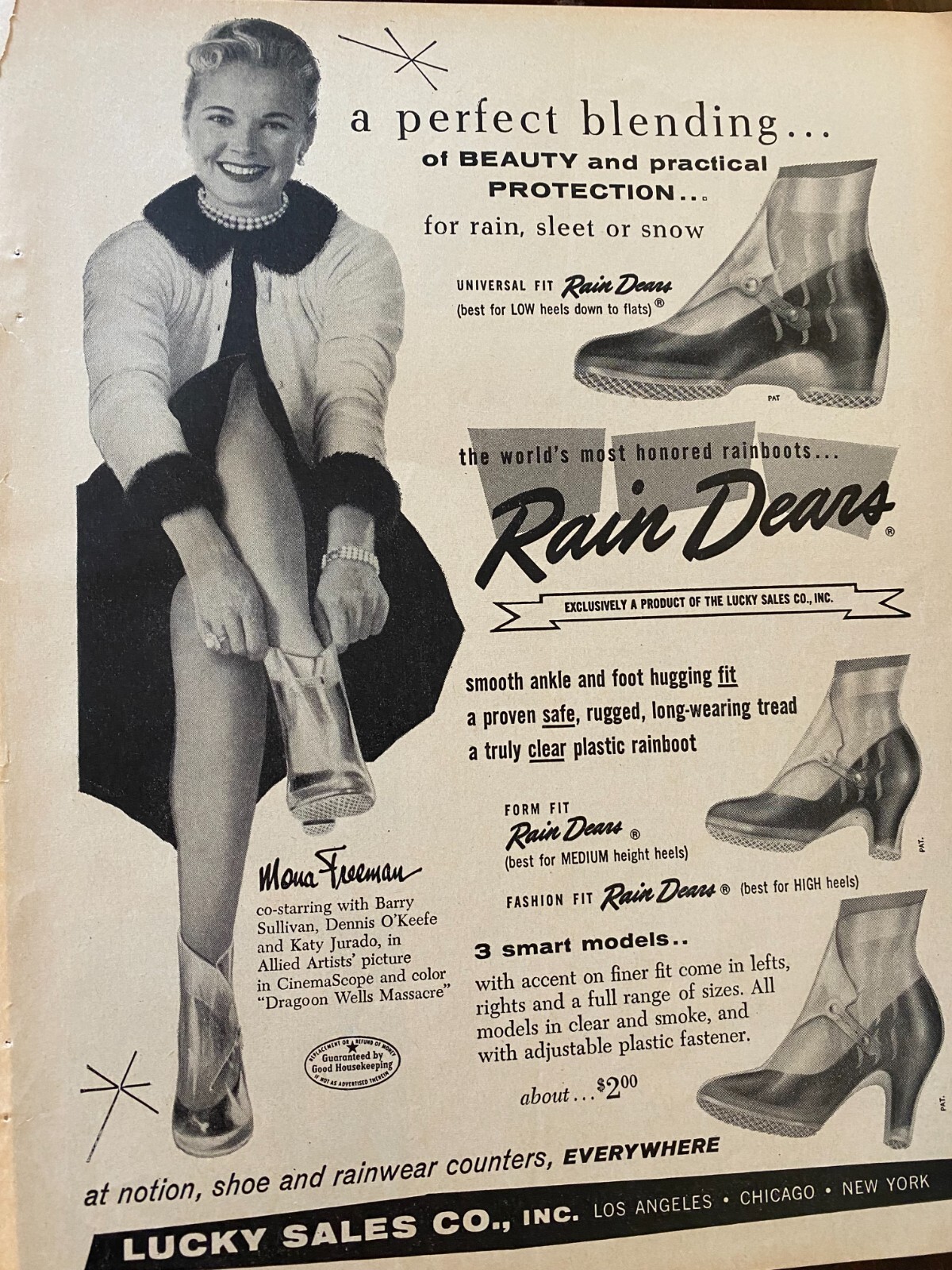 Mona Freeman, Rain Dears Pull Over Boots, Full Page Vintage Print Ad | eBay
