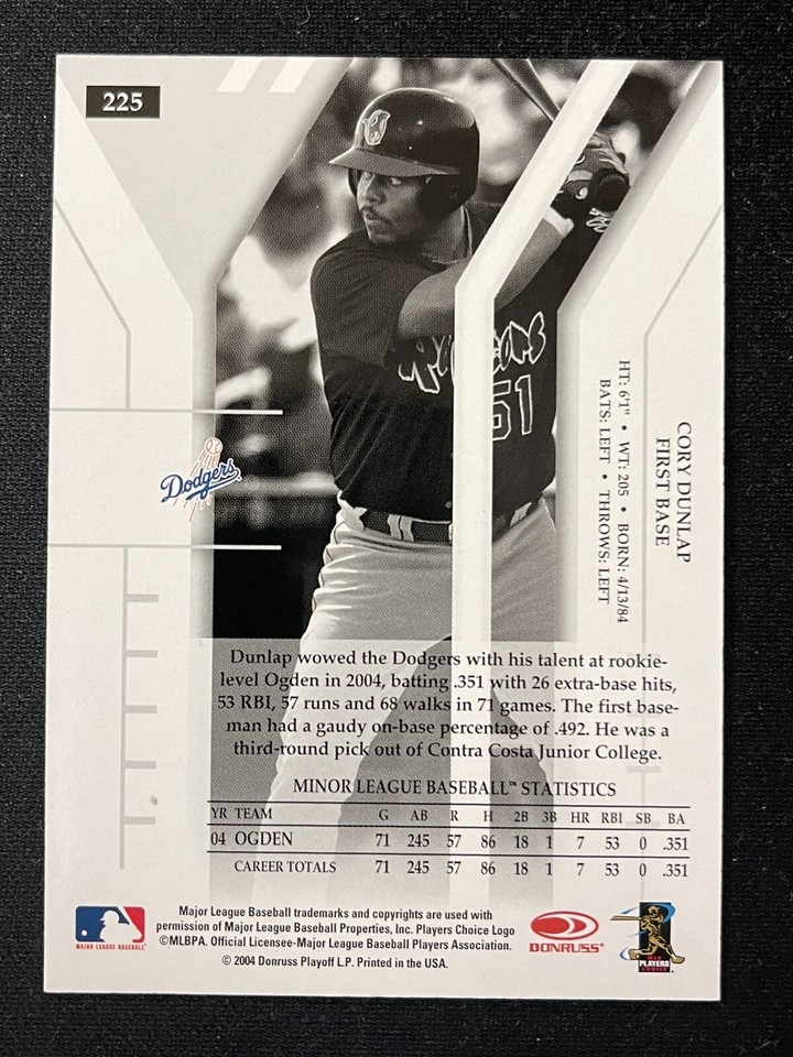 2004 Donruss Elite Extra Edition Cory Dunlap Auto 575/599 | eBay