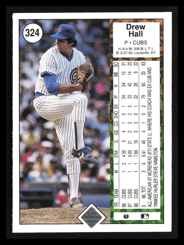 Drew Hall 1989 Upper Deck #324 Chicago Cubs | eBay