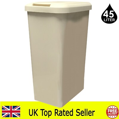 45 litre touch top cream kitchen bin rubbish waste dustbin rectangle ...